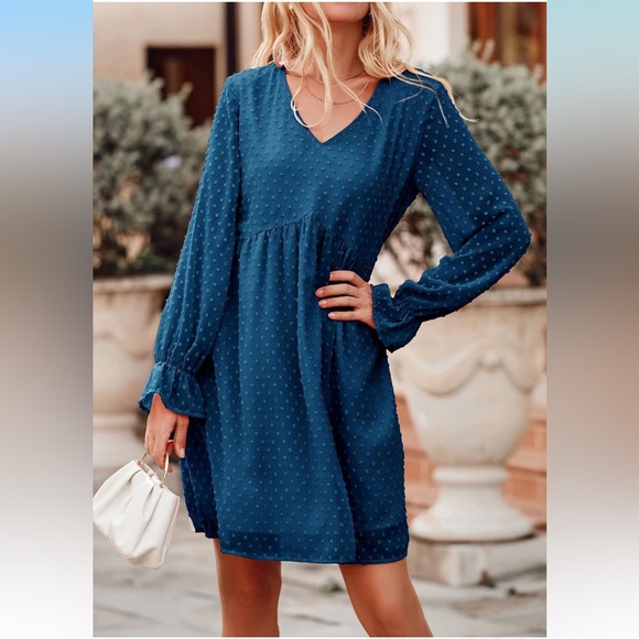 kirundo | Dresses | Nwt Swiss Dot V Neck Long Sleeve Summer Sheer Mini ...